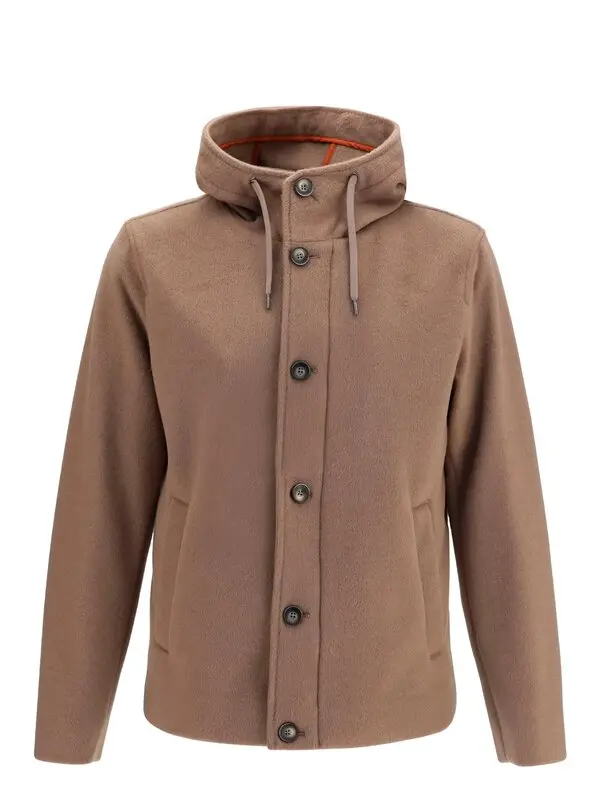 Herno Hooded Button-front Jacket - Brown