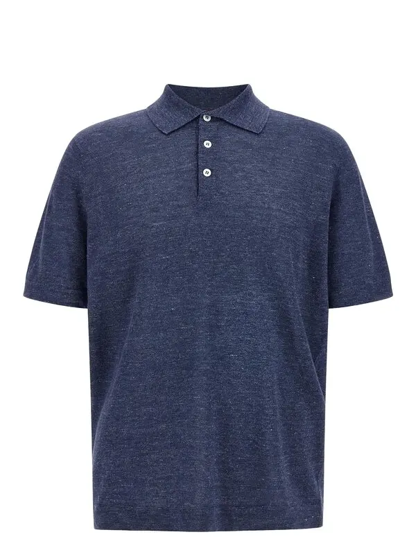 Brunello Cucinelli Linen Cotton Polo Shirt - Blue