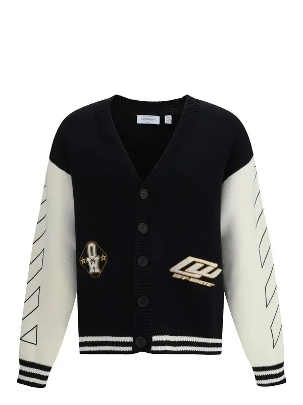 Off-White Star Logo Diagonal Varsity Cardigan - Black