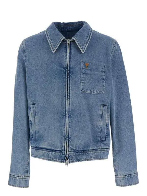 AMI Paris Denim Jacket With Adc Embroidery - Multicolor