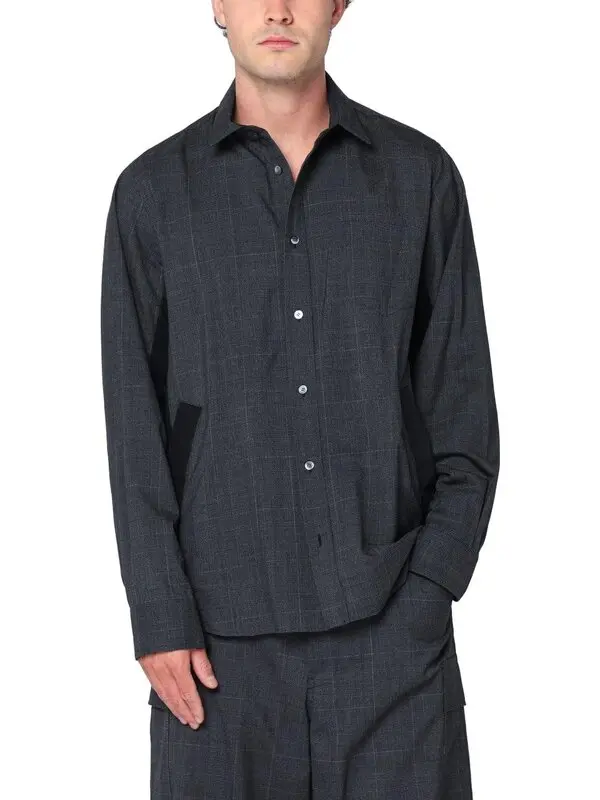 Sacai Plaid Wool Shirt Jacket - Gray