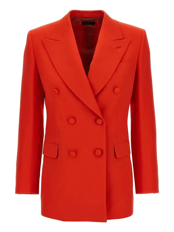 Brioni Flavia Wool And Silk Blend Double-breasted Blazer - Red