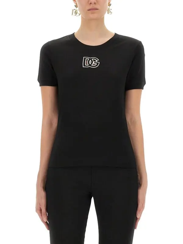 Dolce & Gabbana Logo Embroidered Jersey T-shirt - Black