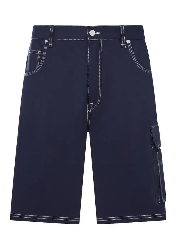 Fendi Cotton Canvas Cargo Bermuda Shorts - Blue