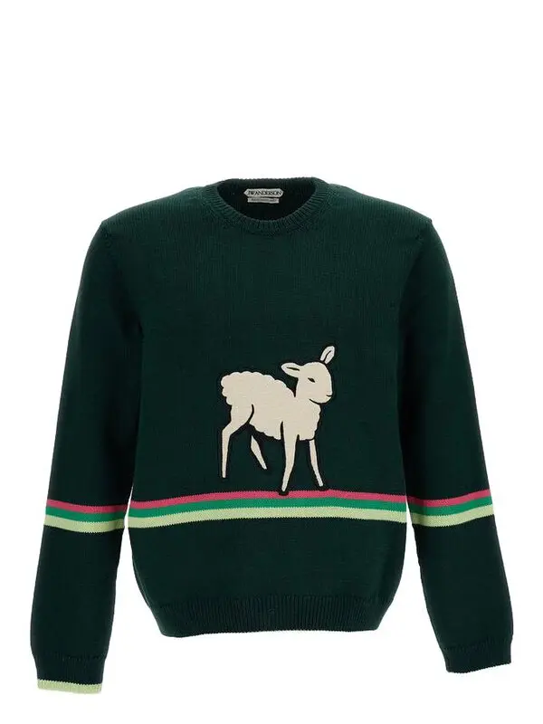 JW Anderson Sheep Motif Jumper - Green
