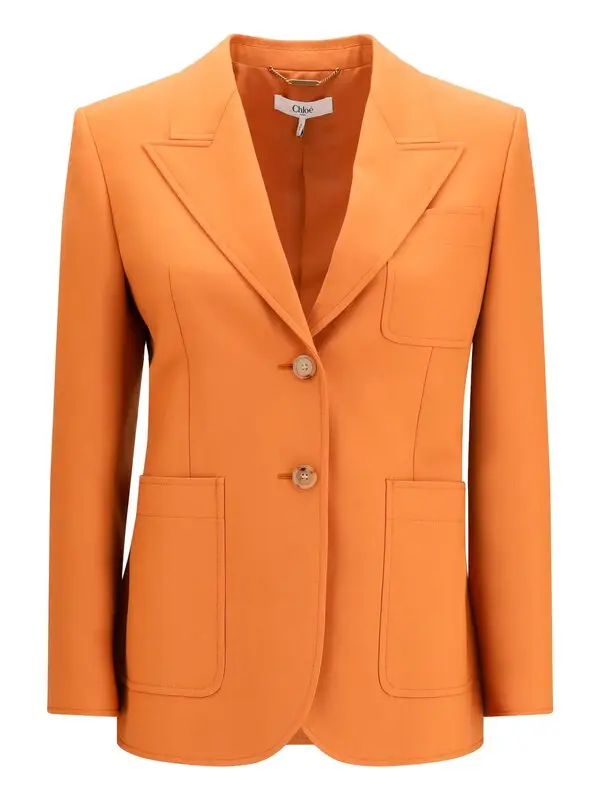 Chloé Straight-cut Wool Gabardine Blazer - Orange