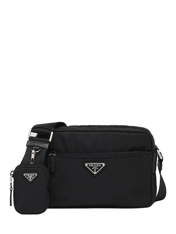 Prada Re-nylon And Saffiano Leather Shoulder Bag - Black