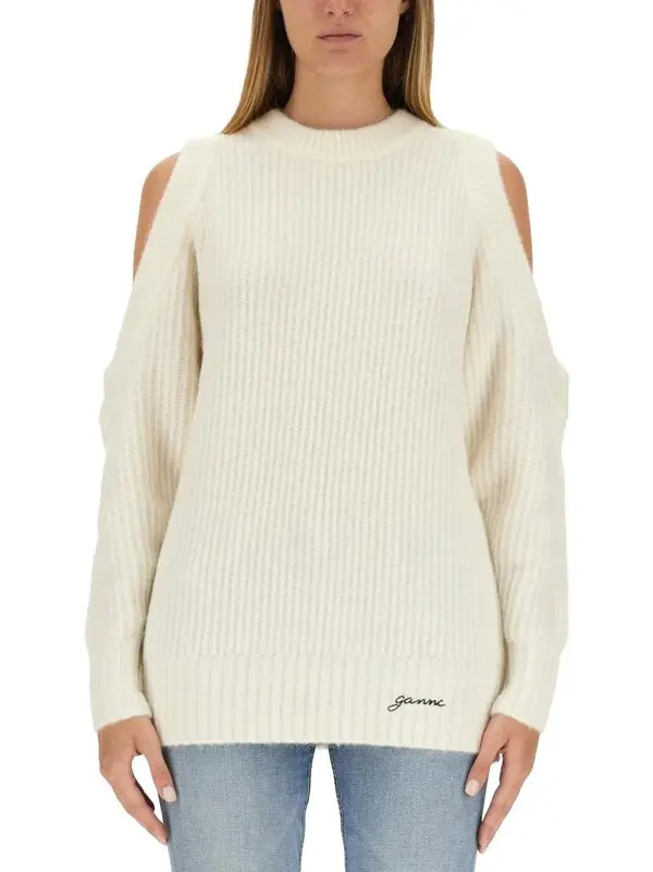 GANNI Logo Jersey - White