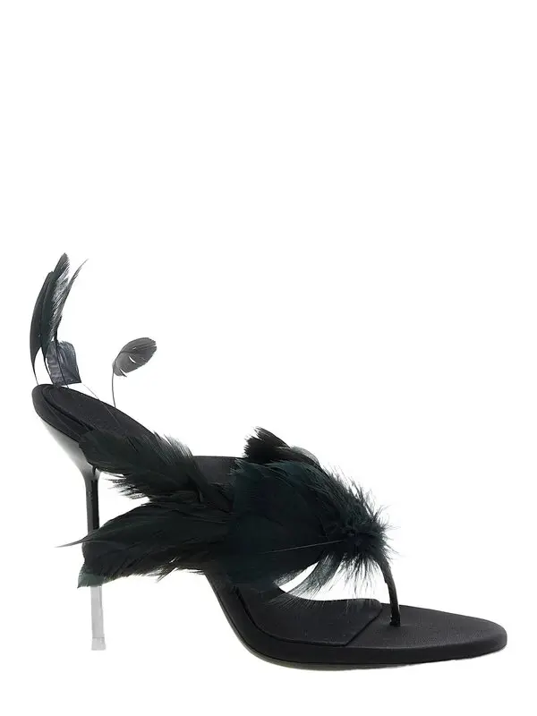 Paris Texas Lidia Feather Thong' Mules - Black