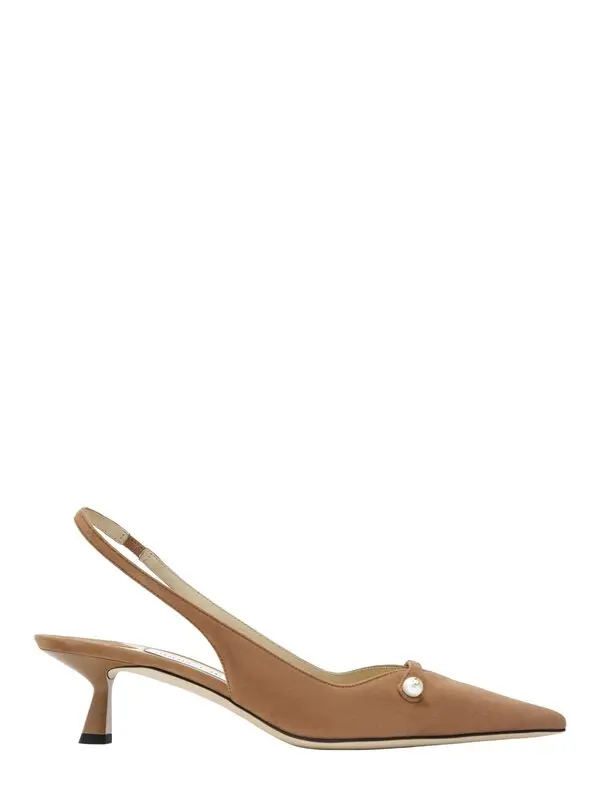 JIMMY CHOO Amita Suede Slingback Pumps - Brown