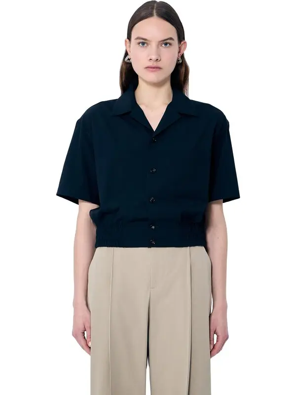 Bottega Veneta Wool Camp Collar Shirt - Blue