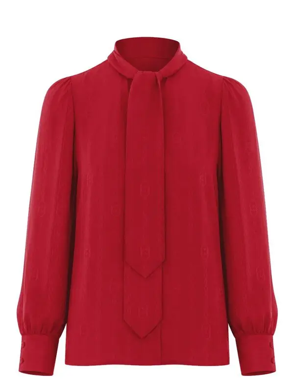 Gucci Interlocking G Chain Silk Jacquard Shirt - Red