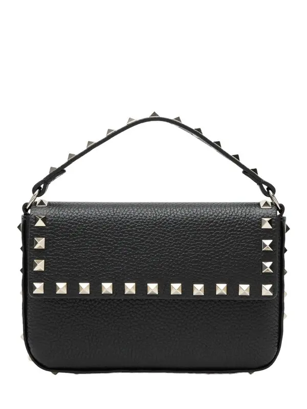 Valentino Garavani Rockstud Pouch In Grained Calfskin Leather - Black