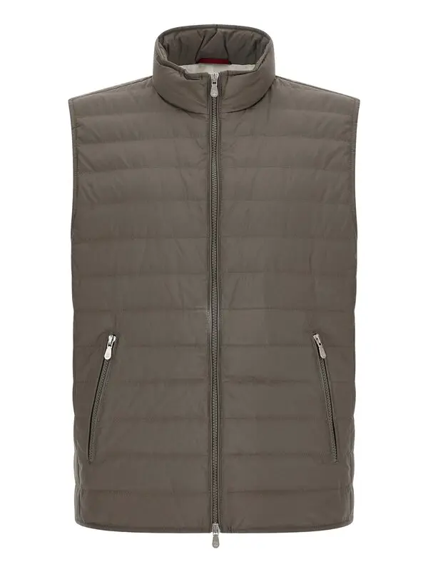 Brunello Cucinelli Quilted Technical Microfiber Vest - Green