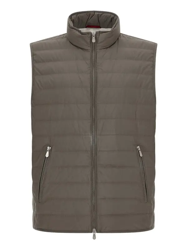 Brunello Cucinelli Quilted Technical Microfiber Vest - Green