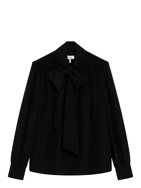 Chloé Silk Blouse With Lavallière - Black