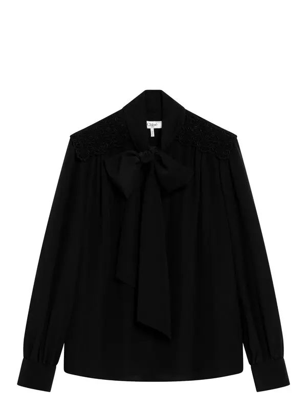 Chloé Silk Blouse With Lavallière - Black