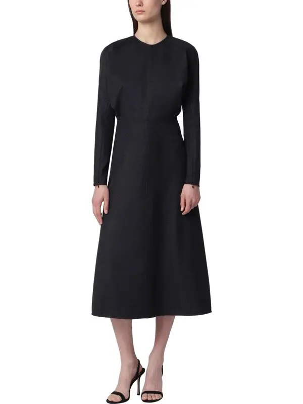 Victoria Beckham Doman Virgin Wool Dress In Dark Grey Melange - Gray