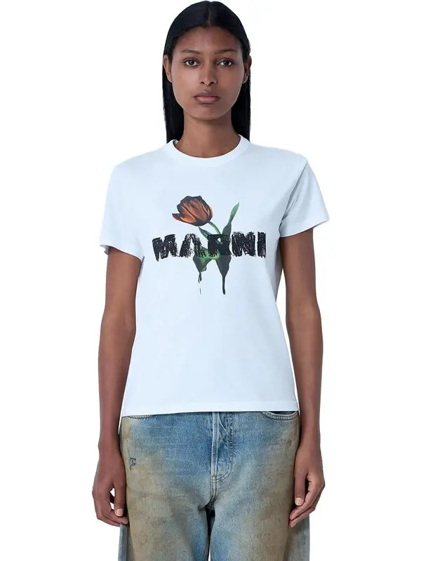 Marni Logo Motif T-shirt - White