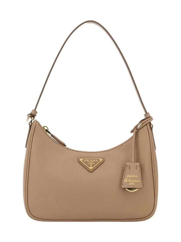 Prada Beige Leather Re-edition 2005 Shoulder Bag - Brown