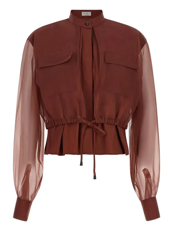 Brunello Cucinelli Silk Sleeves Blouse - Brown