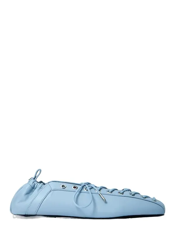 GANNI Eyelets Lace Up Ballerina - Blue