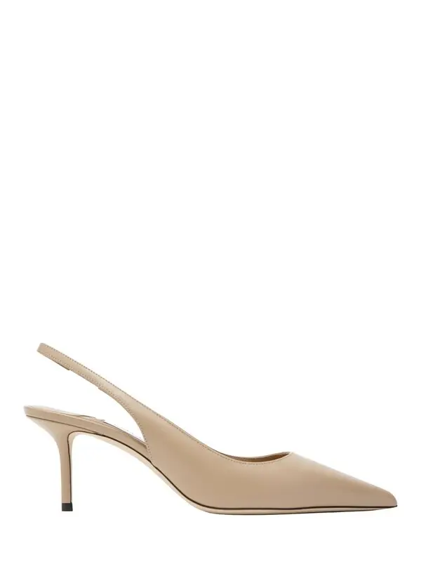 JIMMY CHOO Leather Slingbacks With Ankle Strap - Cream