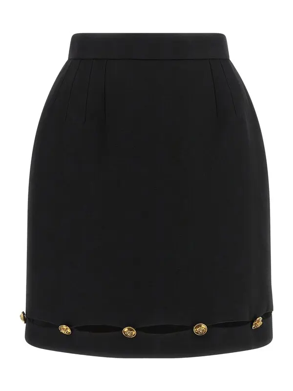 Versace Grain De Poudre Wool Skirt - Black