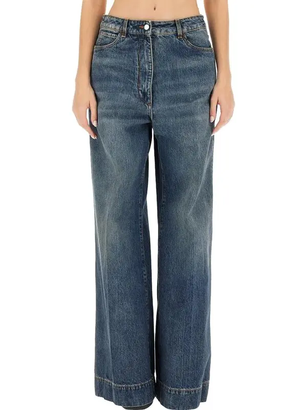 Etro Embroidered Pegasus Jeans - Blue