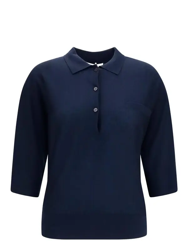 LISA YANG Cashmere Polo Sweater - Blue
