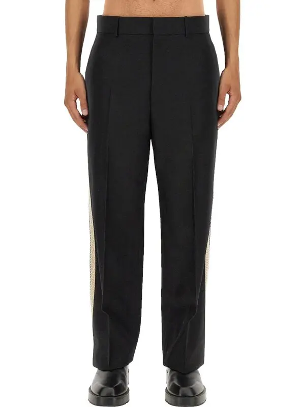 Palm Angels Regular Fit Trousers With Logo Band - Black