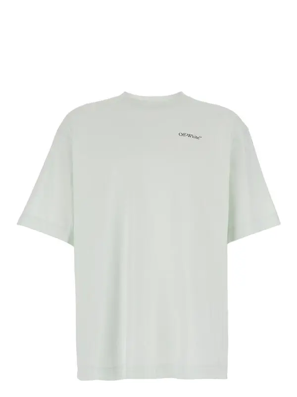 Off-White Light Green T-shirt With Logo On Front In Cotton For - Multicolor