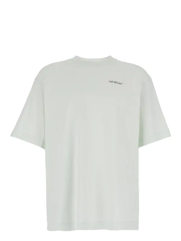 Off-White Light Green T-shirt With Logo On Front In Cotton For - Multicolor
