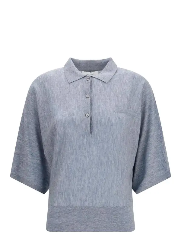 LISA YANG Norie Cashmere Polo Sweater - Gray