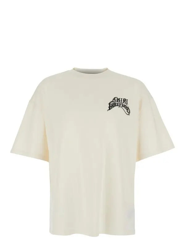 Amiri White T-shirt With Printed Logo On The Front And Back In Cotton For - Multicolor