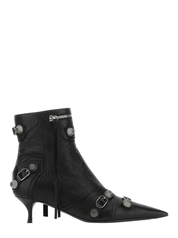 Balenciaga Leather Cagole Ankle Boots - Black