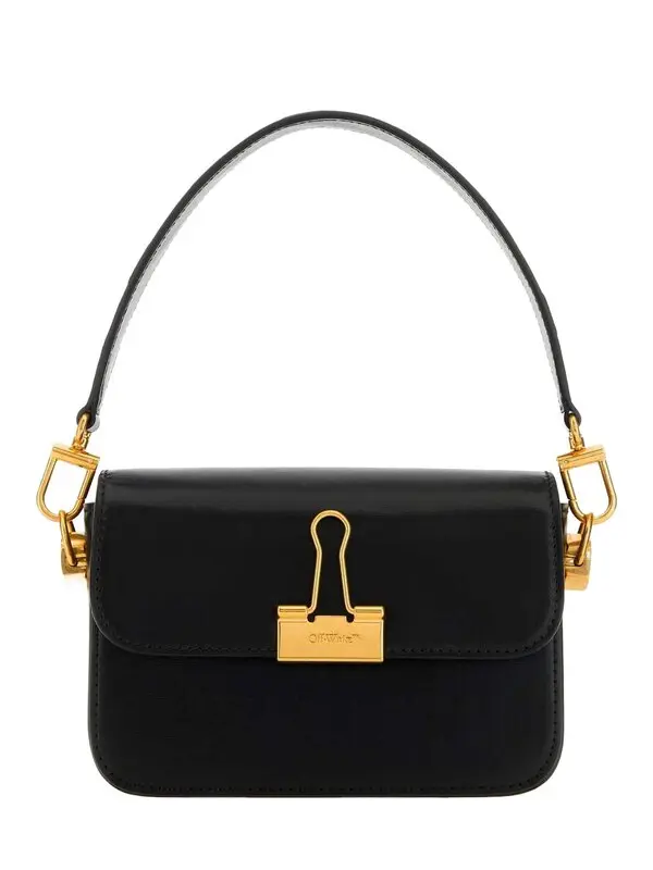 Off-White Leather Binder Handbag - Black