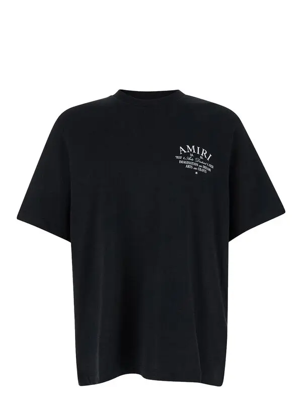 Amiri Black Crewneck T-shirt With Arts District Logo Print In Cotton - Multicolor