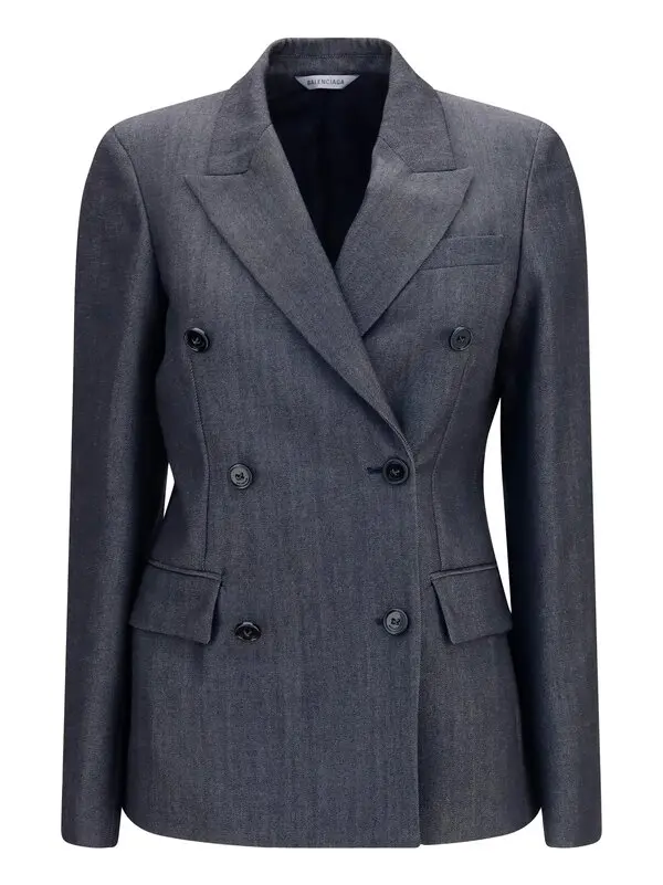 Balenciaga Double-breasted Wool Blazer - Gray