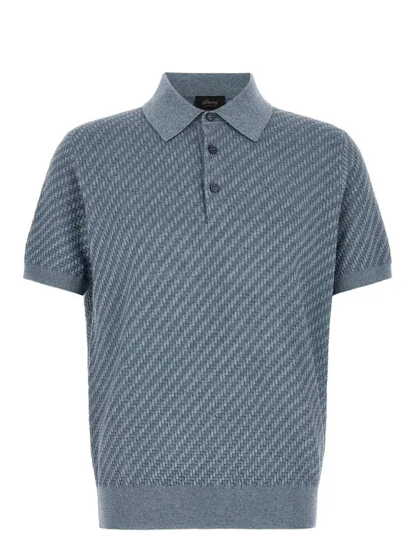 Brioni Trama' Weaving Polo - Blue