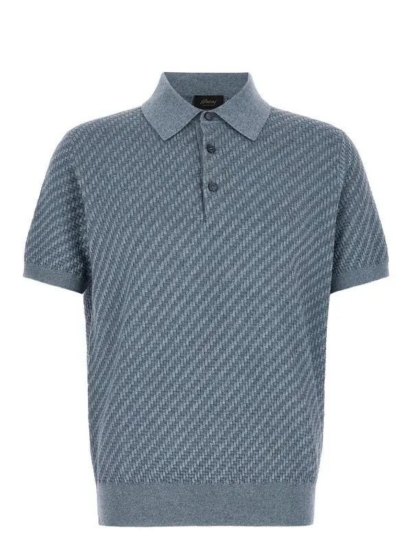 Brioni Trama' Weaving Polo - Blue
