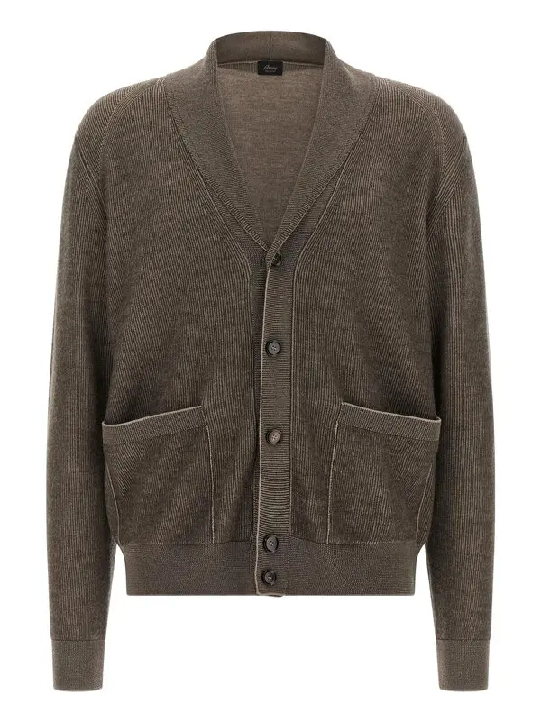 Brioni Shawl Neck Cashmere-wool Cardigan - Brown