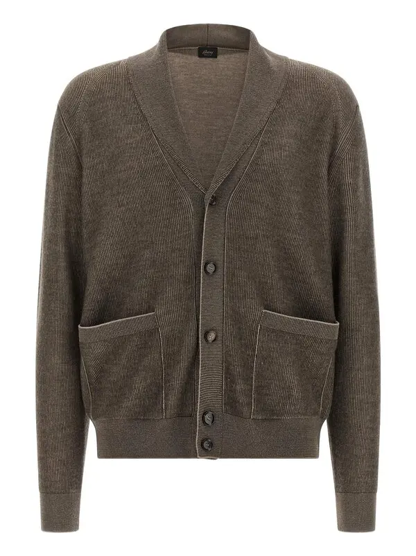 Brioni Shawl Neck Cashmere-wool Cardigan - Brown
