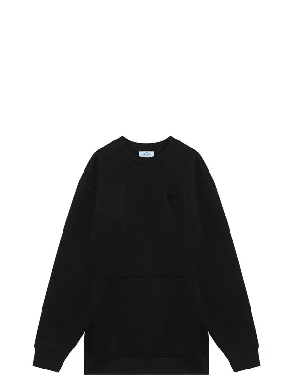 Prada Short Plush Dress With Logo Triangle - Black