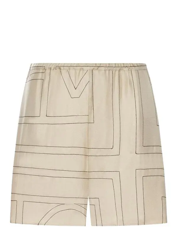 TOTEME Monogram Silk Shorts - Cream