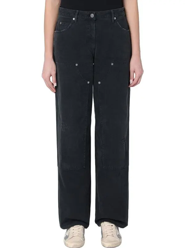GOLDEN GOOSE Wide Trousers In Denim - Black
