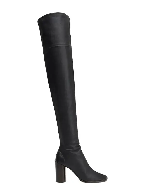 LEMAIRE Calf Leather Over The Knee Boots - Black