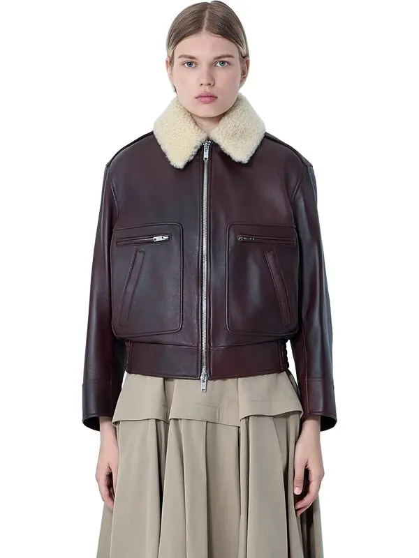 Bottega Veneta Leather Blouson Jacket - Brown