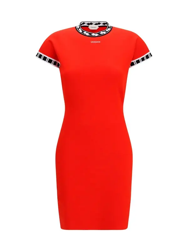 Versace Cotton Knit Mini Dress - Red