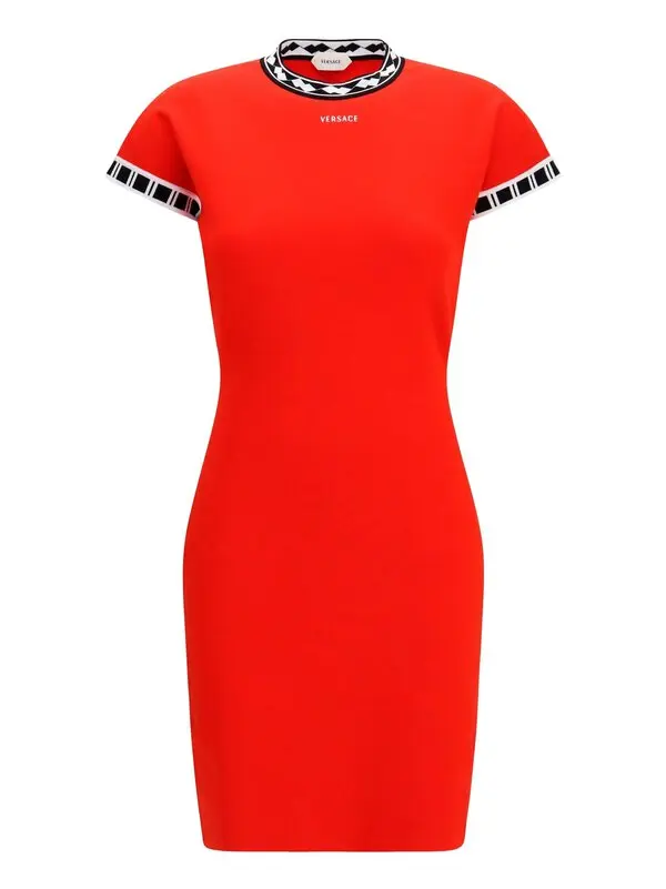 Versace Cotton Knit Mini Dress - Red